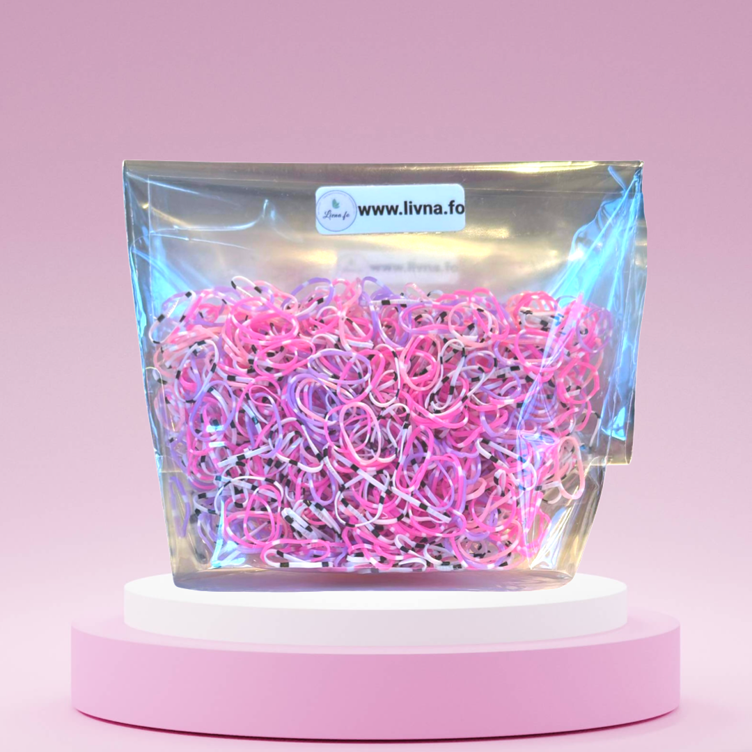 Mini gummi-hárelastikk - Uml. 1000 stk. í hvørjum pakka (vel ímillum 3 ...